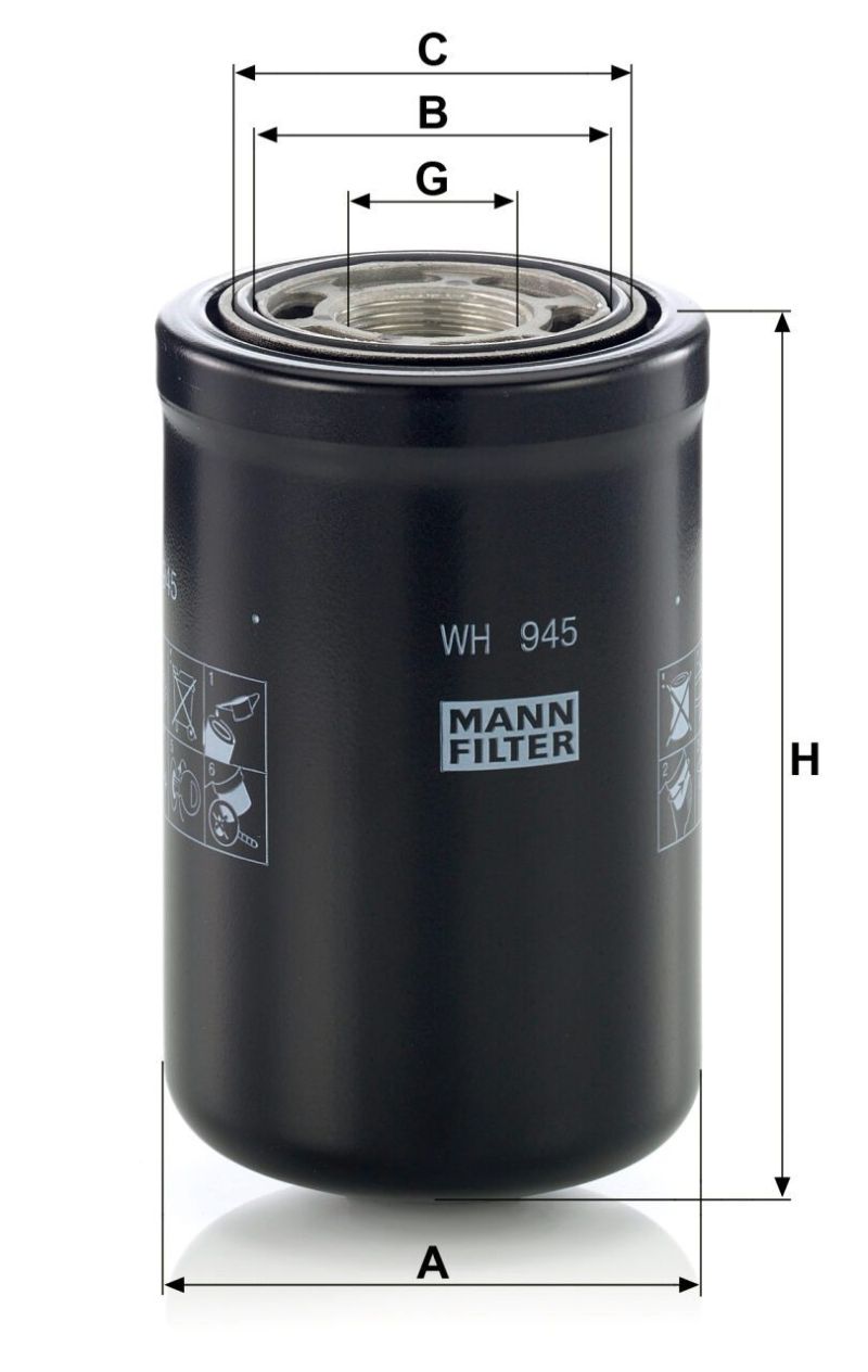 WH 945 HYDRAULIC FILTER MANN FILTER - B2B IOW TRADE